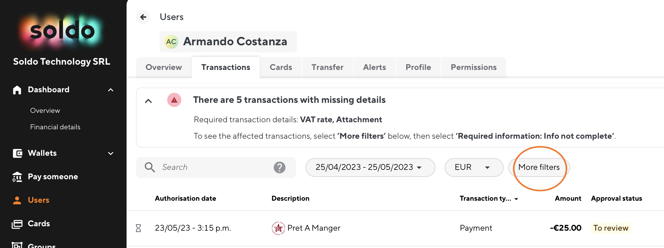 How do I find transactions with missing details? – Soldo support centre
