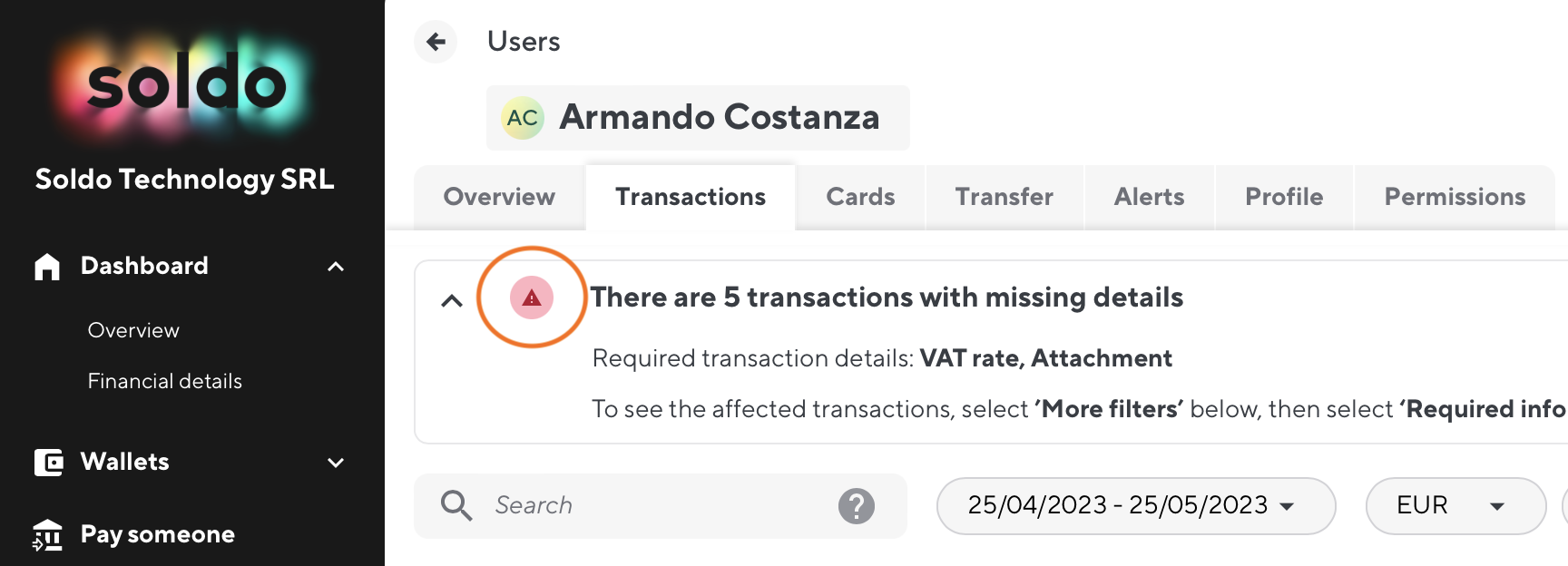 How do I find transactions with missing details? – Soldo support centre