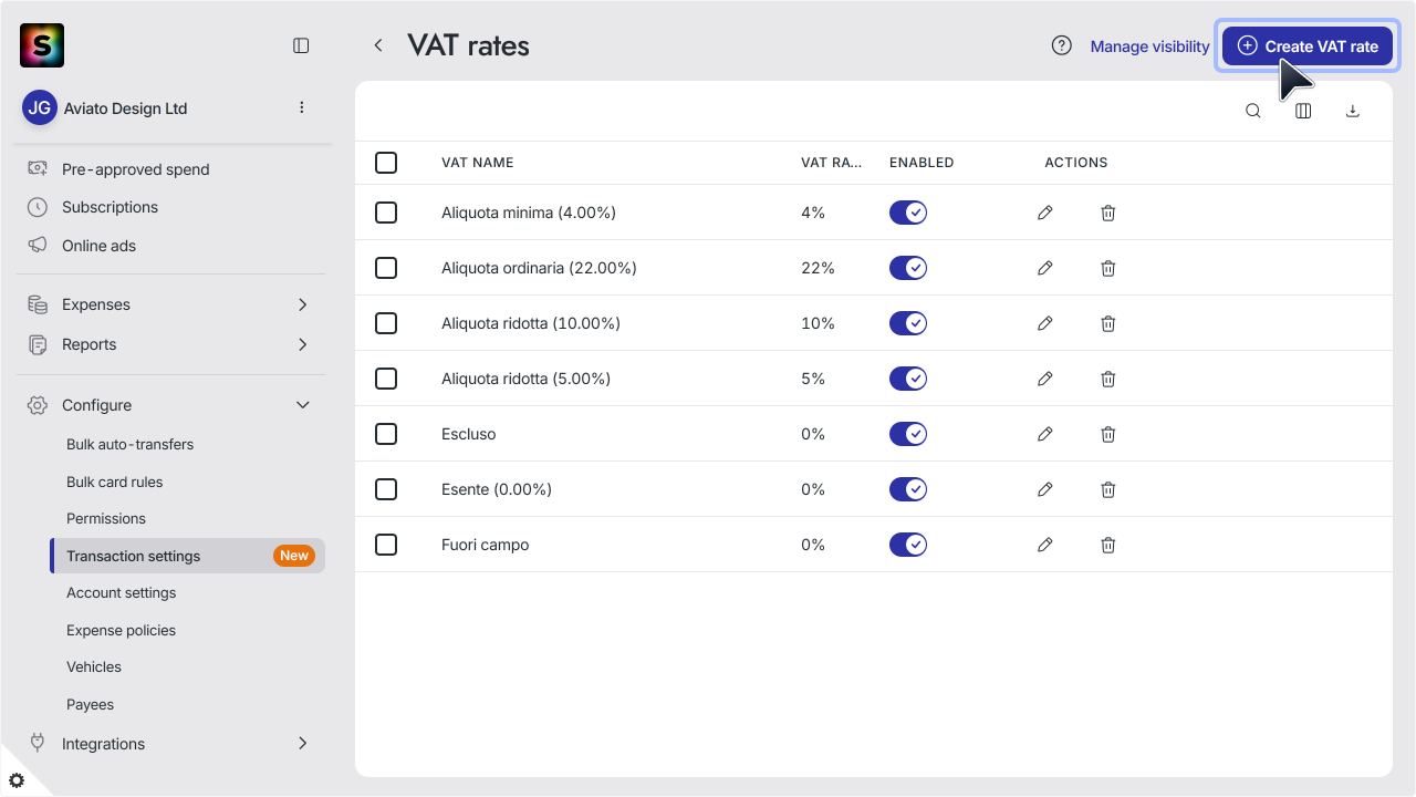 How to set up and manage VAT rates – Soldo support centre