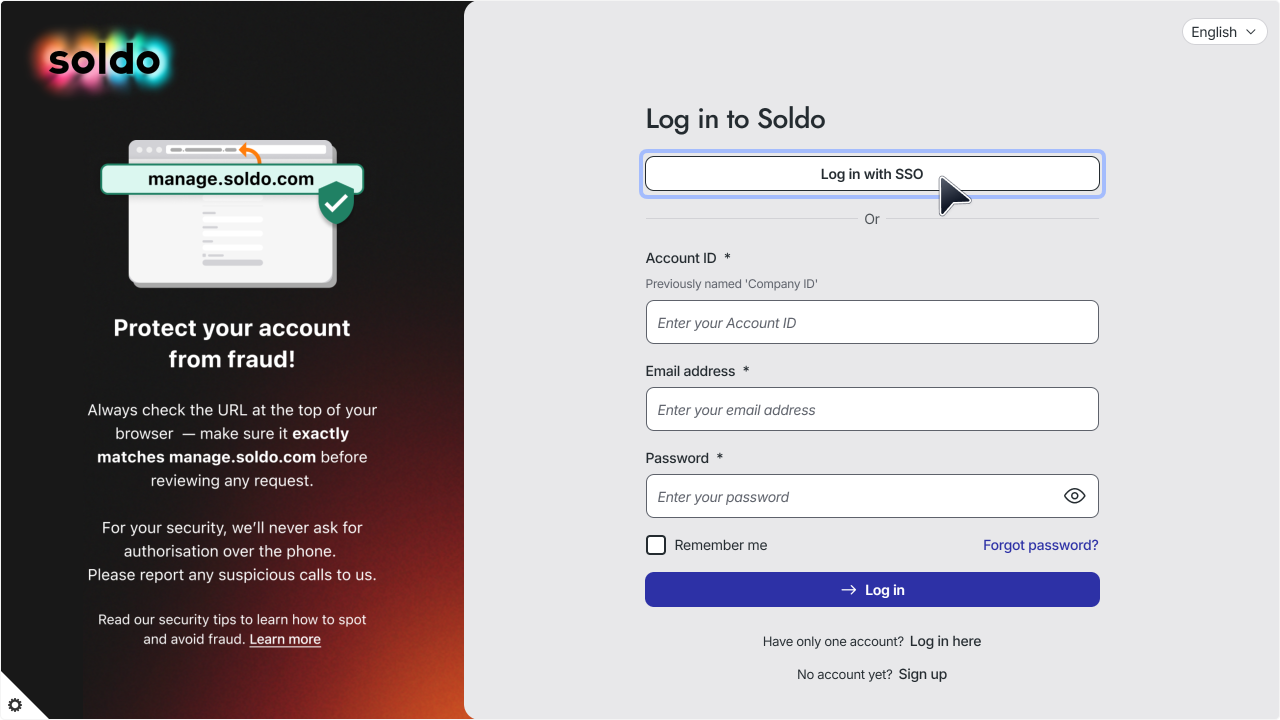 Log in to the Soldo Web app – Soldo support centre